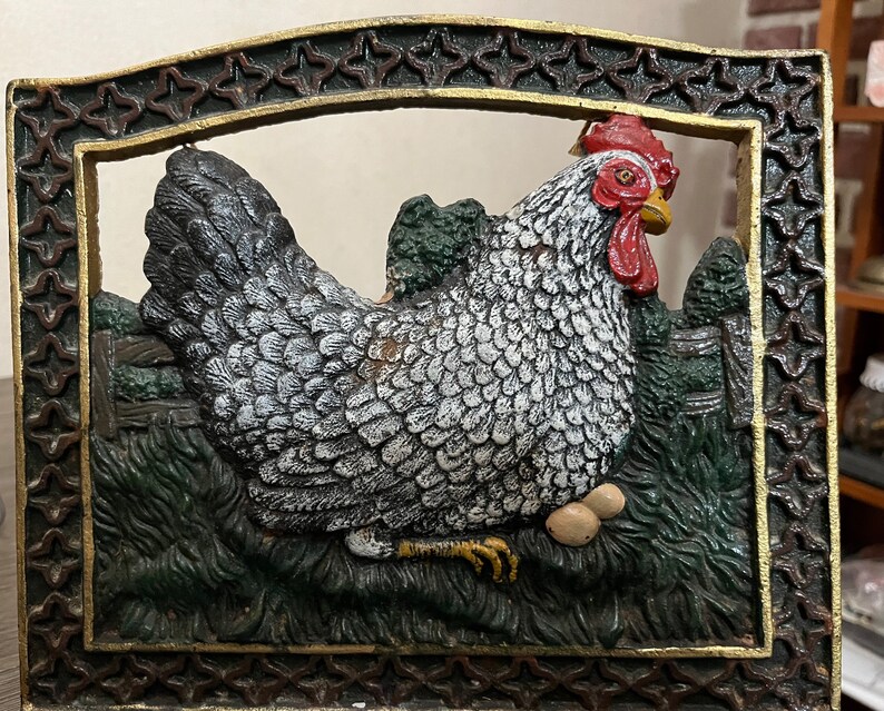 Vintage Collectible Cast Iron Hand Painted Hen Recipe Book - Etsy