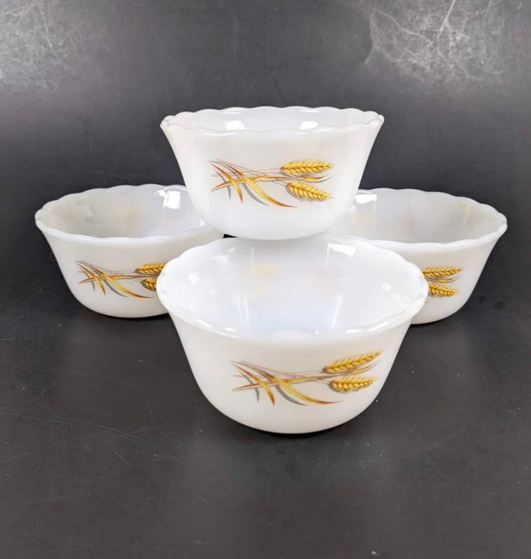 Vintage Collectible Fire King Golden Wheat Pattern #424 6 Ounce Milk ...