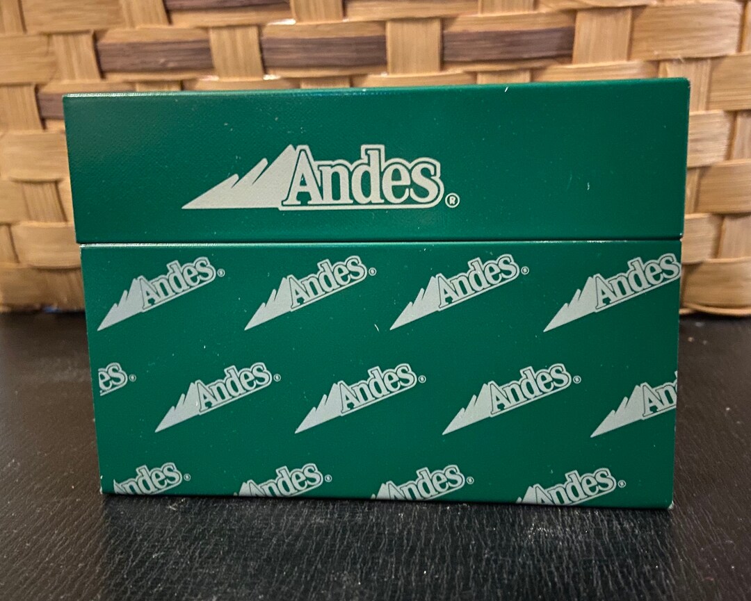 Vintage Andes Candy Hinged Recipe Box - 20 Blank Recipe Cards & 5 Andes ...