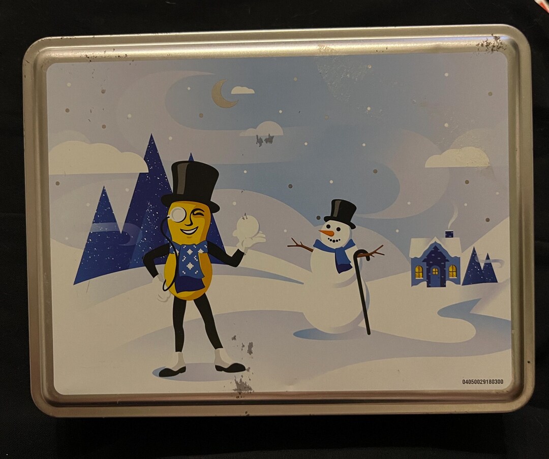 Vintage Planters Mr Peanut Winter Snowman Collectible Holiday Tin - Etsy