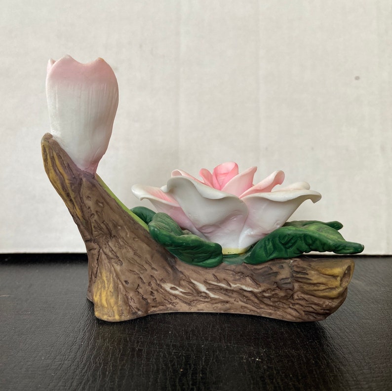 Vintage Hand Painted Pink Porcelain Rose & Rosebud - Etsy