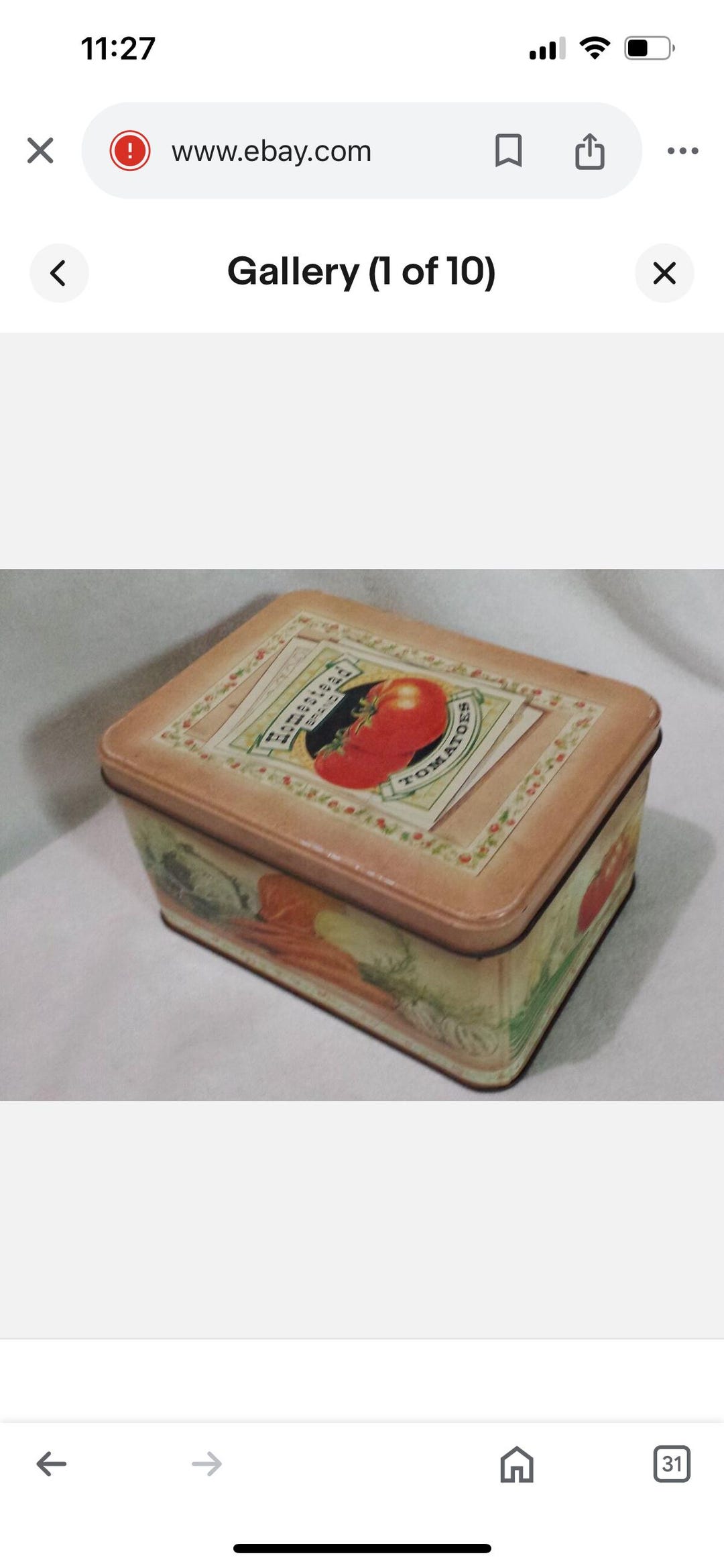 Vintage Homestead Brand Tomatoes Toleware Collectible Rectangular Tin ...