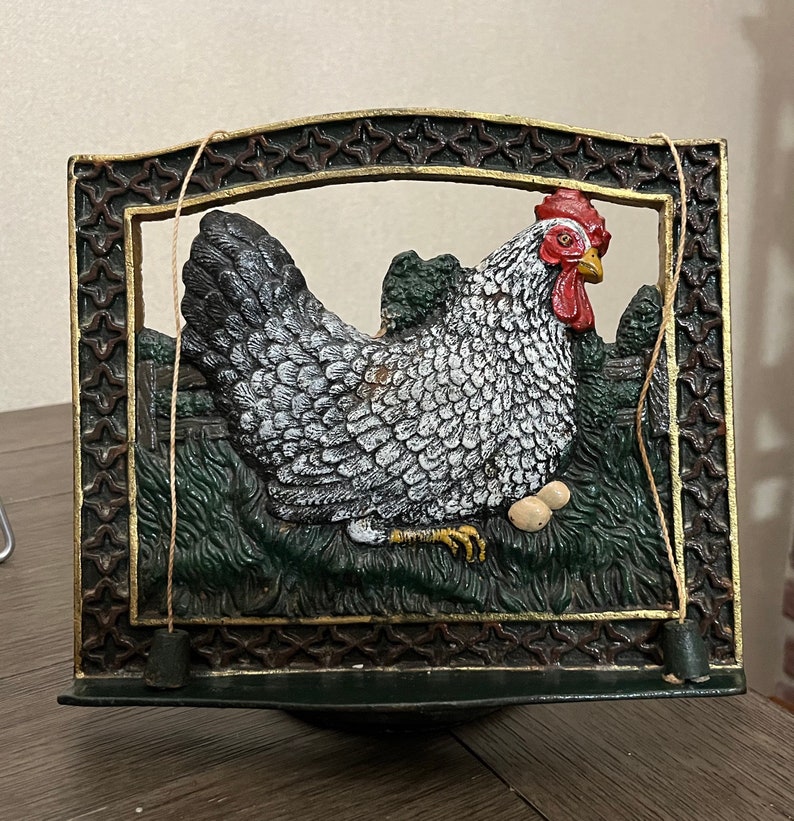 Vintage Collectible Cast Iron Hand Painted Hen Recipe Book - Etsy