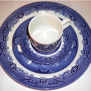 Vintage Collectible Churchill Blue Willow Transfer Pattern 3 Piece ...