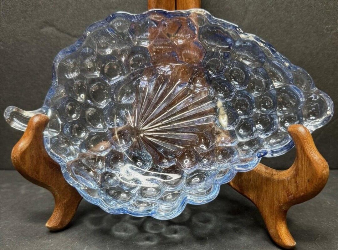 Vintage Anchor Hocking Blue Tinted Glass Grape Cluster Shaped Relish ...