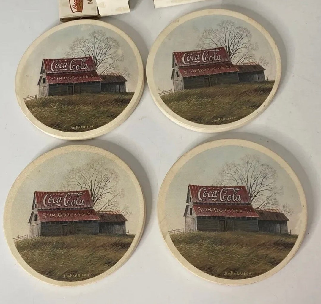 Vintage Collectible Set of 4 Coca-cola Nature Stone Coasters ...