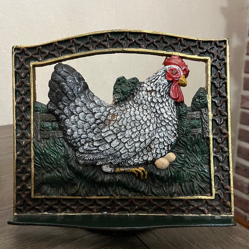 Vintage Collectible Cast Iron Hand Painted Hen Recipe Book - Etsy