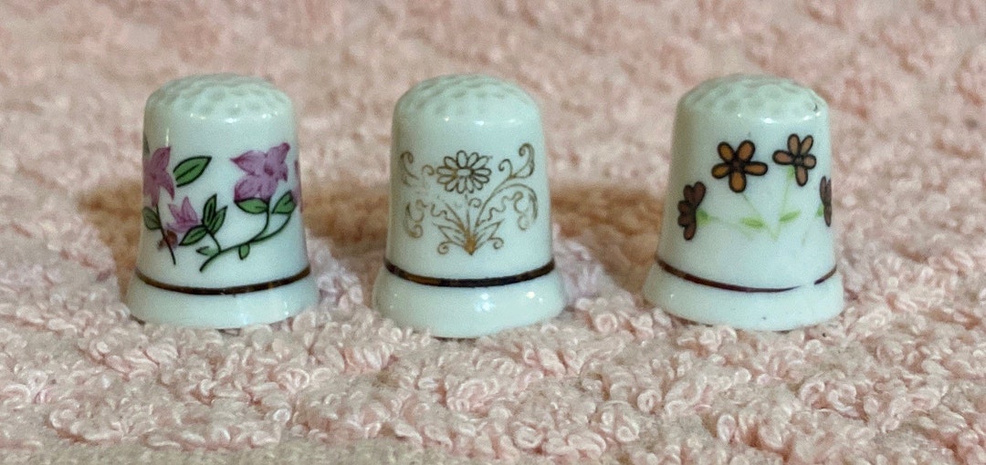 Three (3) Beautiful Floral Ceramic/porcelain Thimbles - Etsy