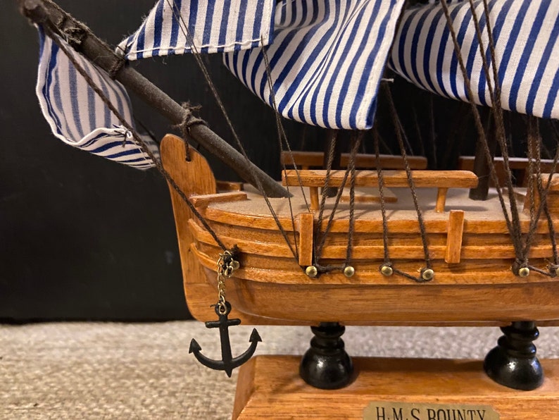 Vintage Wooden HMS Bounty Model Ship With Sails and Rigging | Etsy