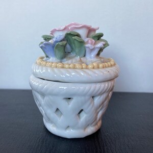 Vintage Basket Shaped Potpourri/trinket Box With Flowers on the Lid - Etsy