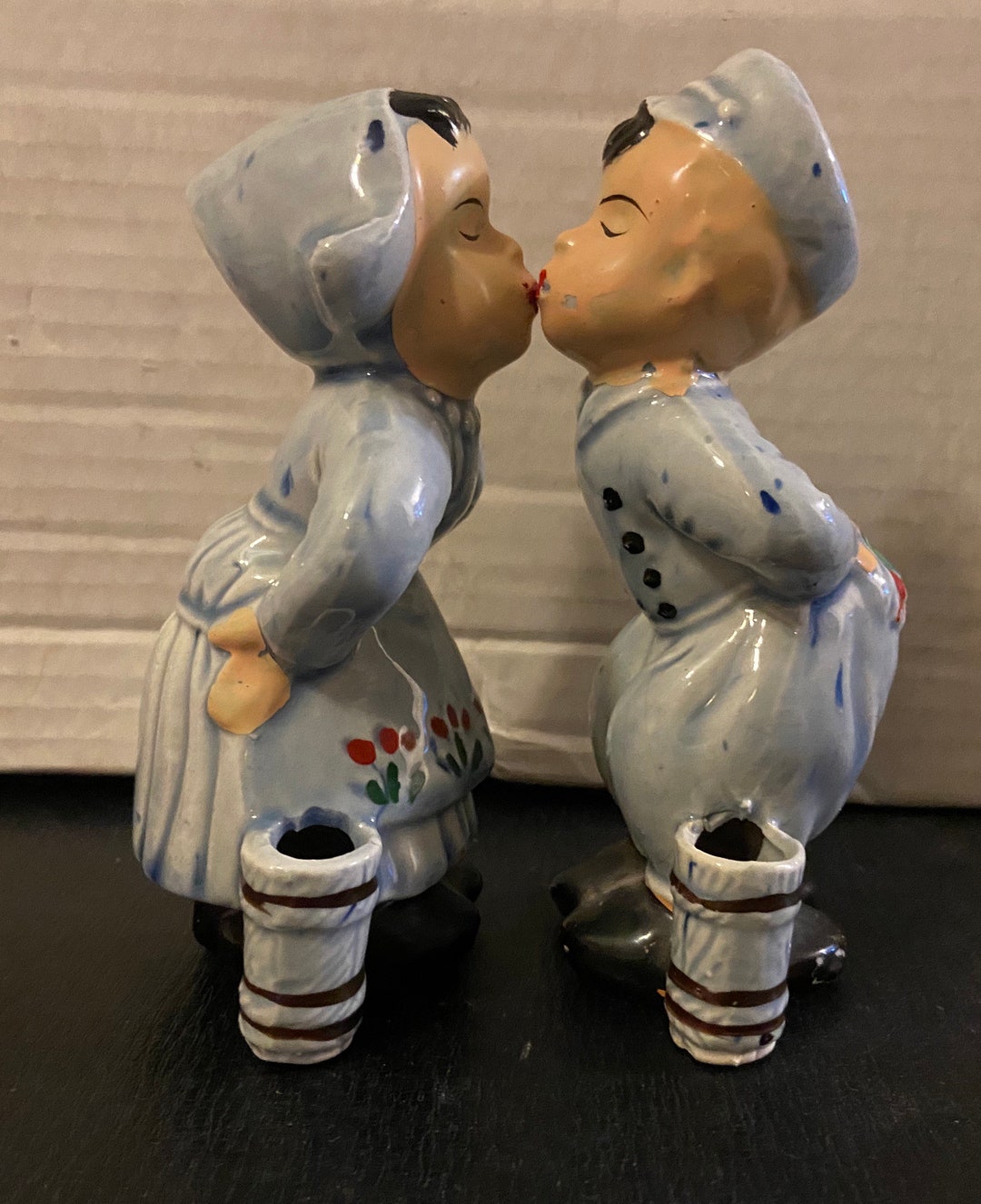 Vintage Kissing Dutch Couple Figurines - Toothpick Holders on Each ...