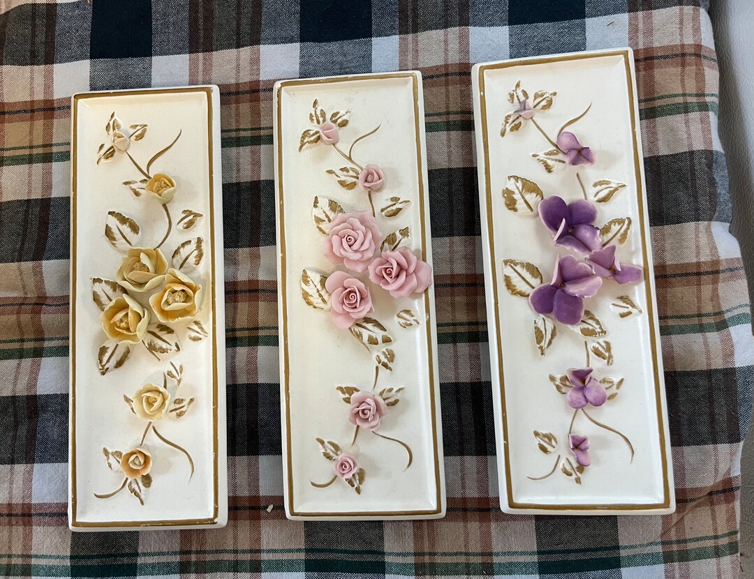 Vintage Collectible 1950s Lefton Japanese Style Porcelain Floral Wall ...