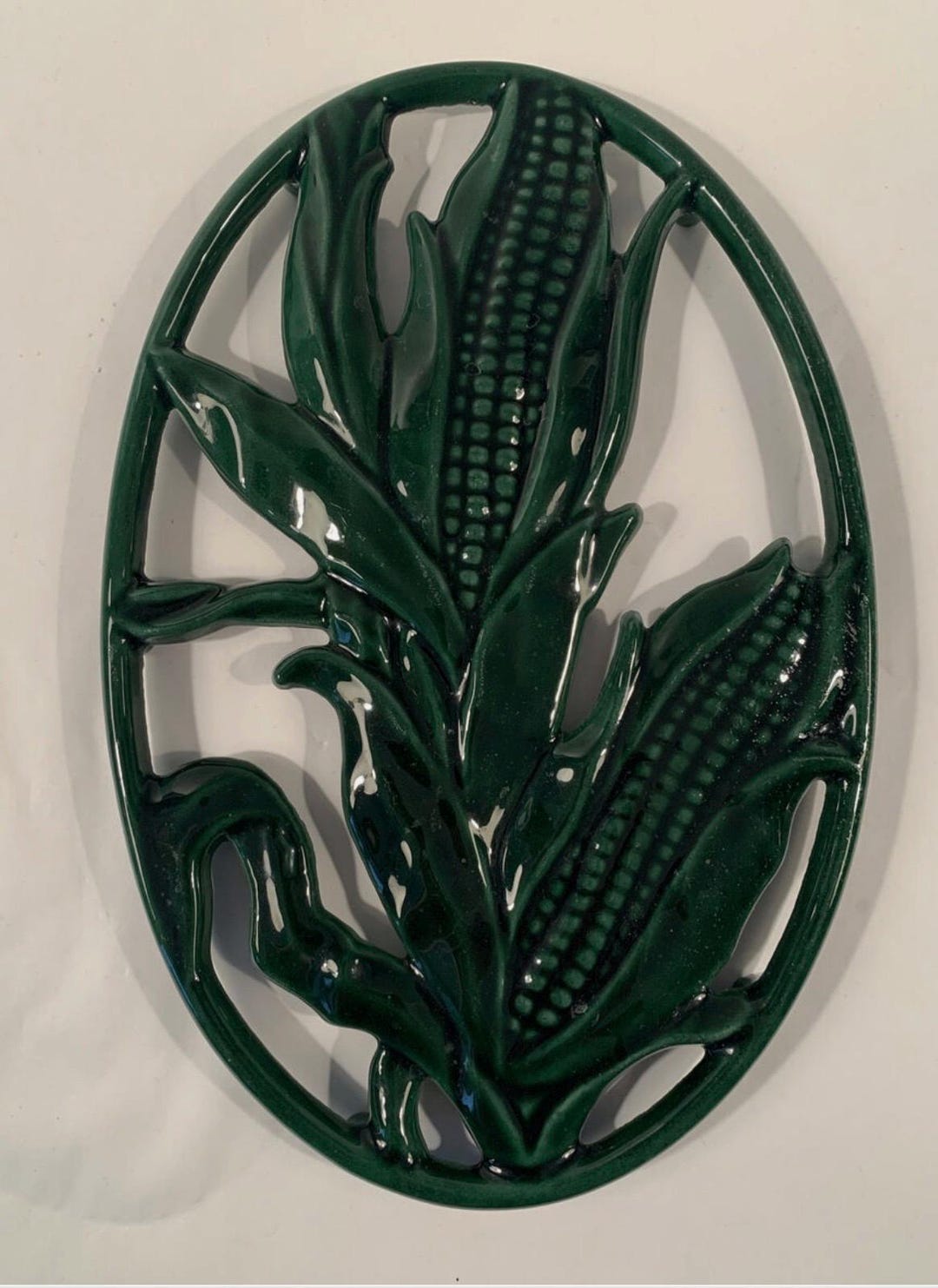 Vintage France Invicta Cast Iron Trivet Cornstalk Design Rich Enameled ...