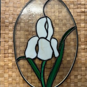 Vintage Stained Glass Calla Lily Art Piece - Beautiful in Window or on ...
