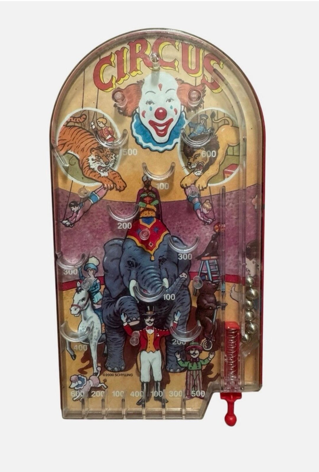 Vintage Circus Handheld Toy Pinball Game Schylling Tin Retro Circus ...