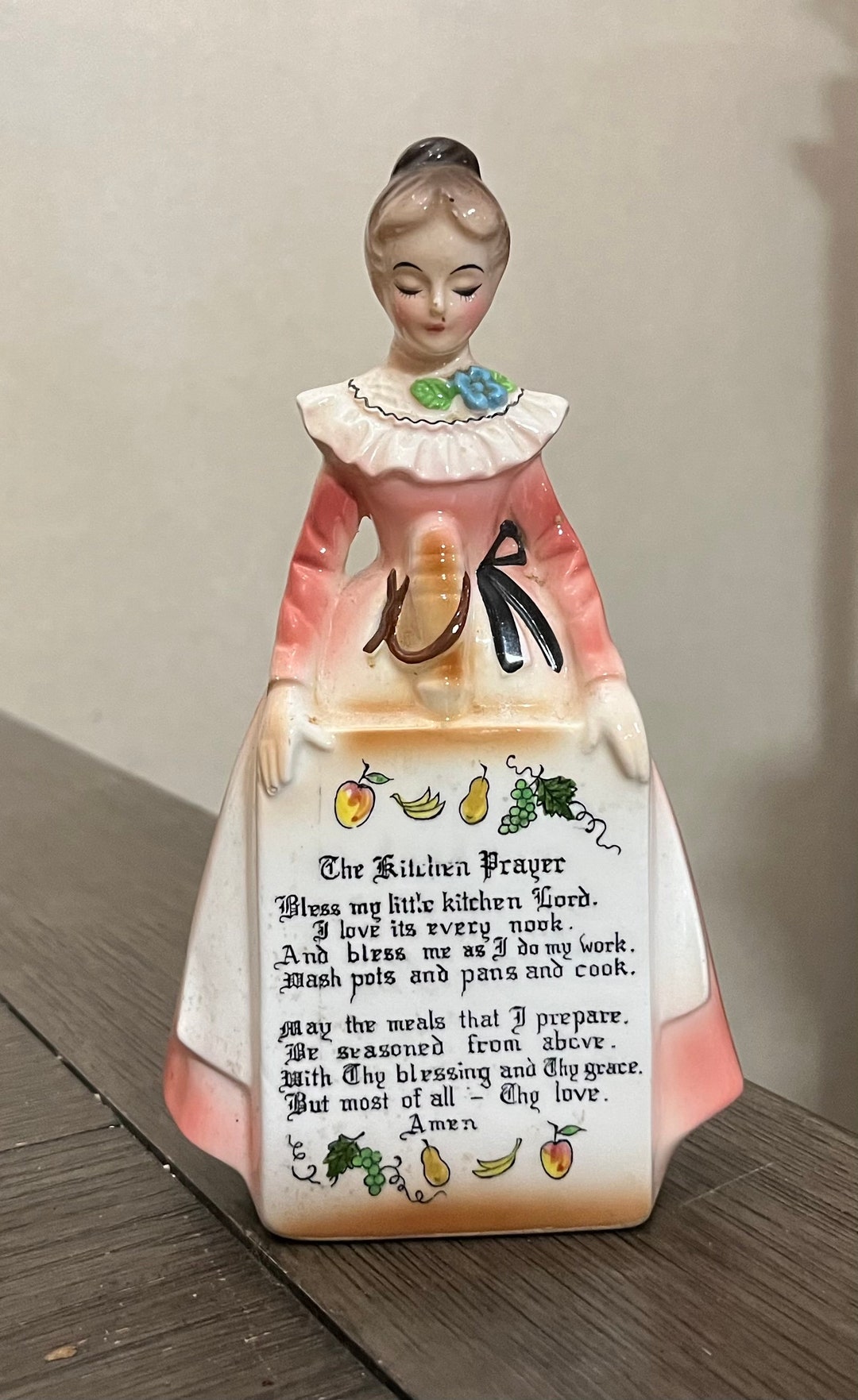 Vintage Collectible Enesco Ceramic the Kitchen Prayer Pink Lady Wall ...