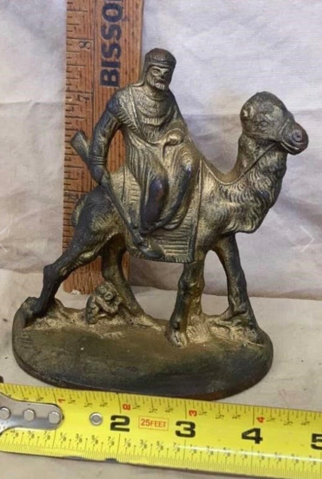 Vintage Collectible Cast Iron Camel & Arabian Rider Doorstop or Bookend ...