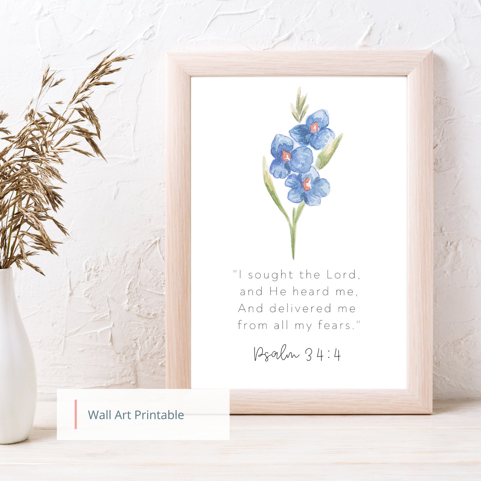 Psalm 34:4 Printable Art (DIGITAL DOWNLOAD) - Etsy