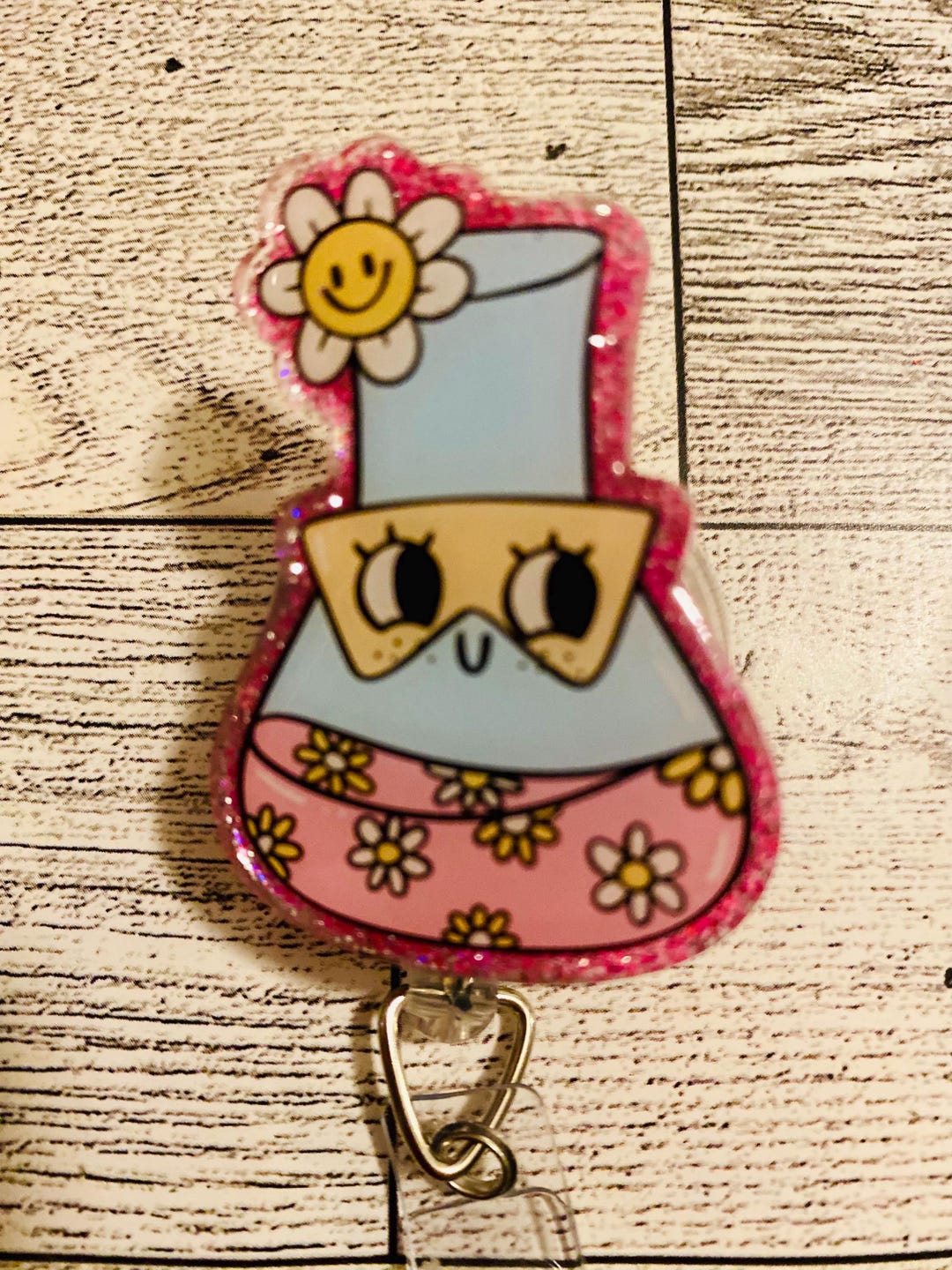 Beaker Badge Reel, Science Badge Reel, Cute Badge Reel, Glitter Badge ...