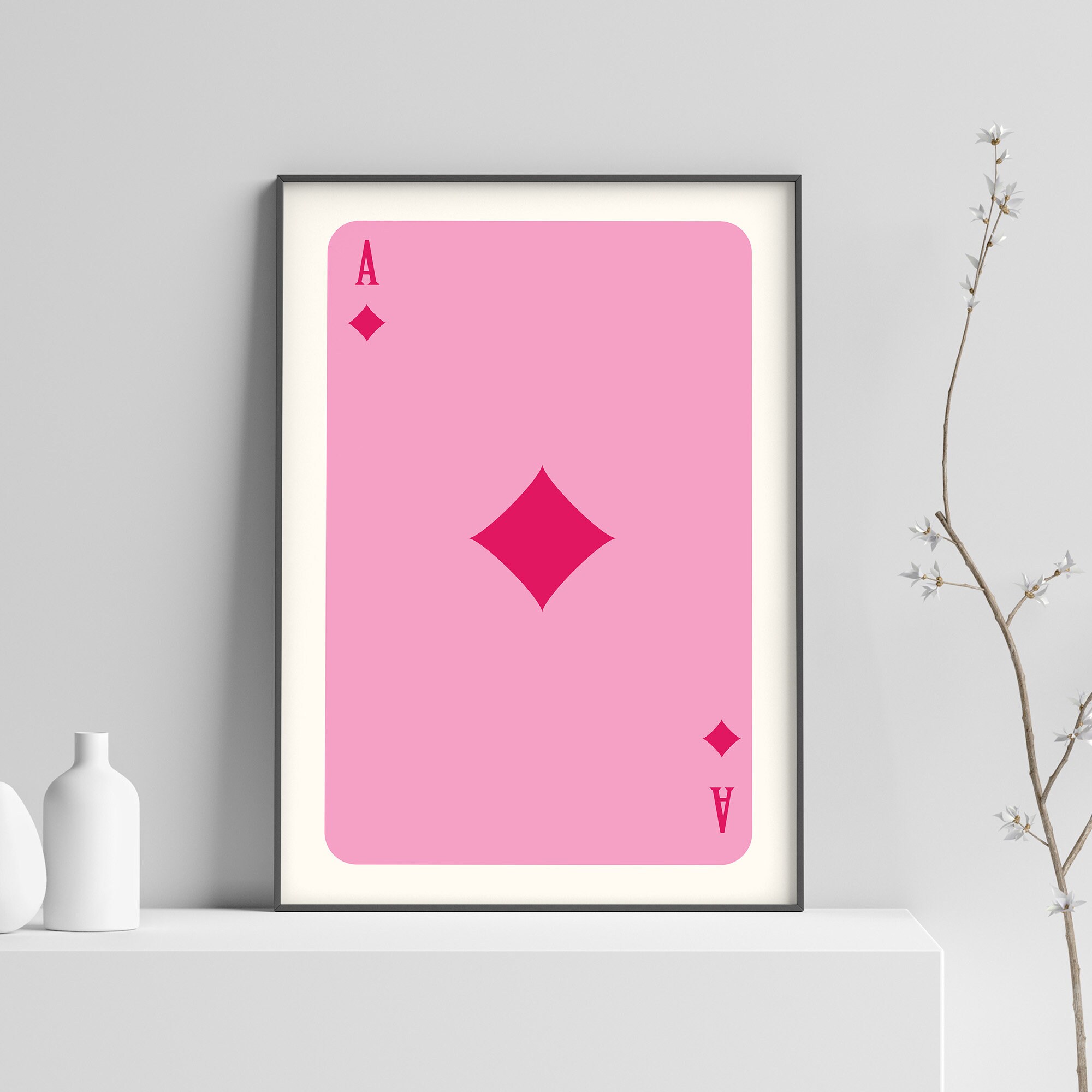Ace Card Print Pink Ace Card Playing Card Print Ace of - Etsy