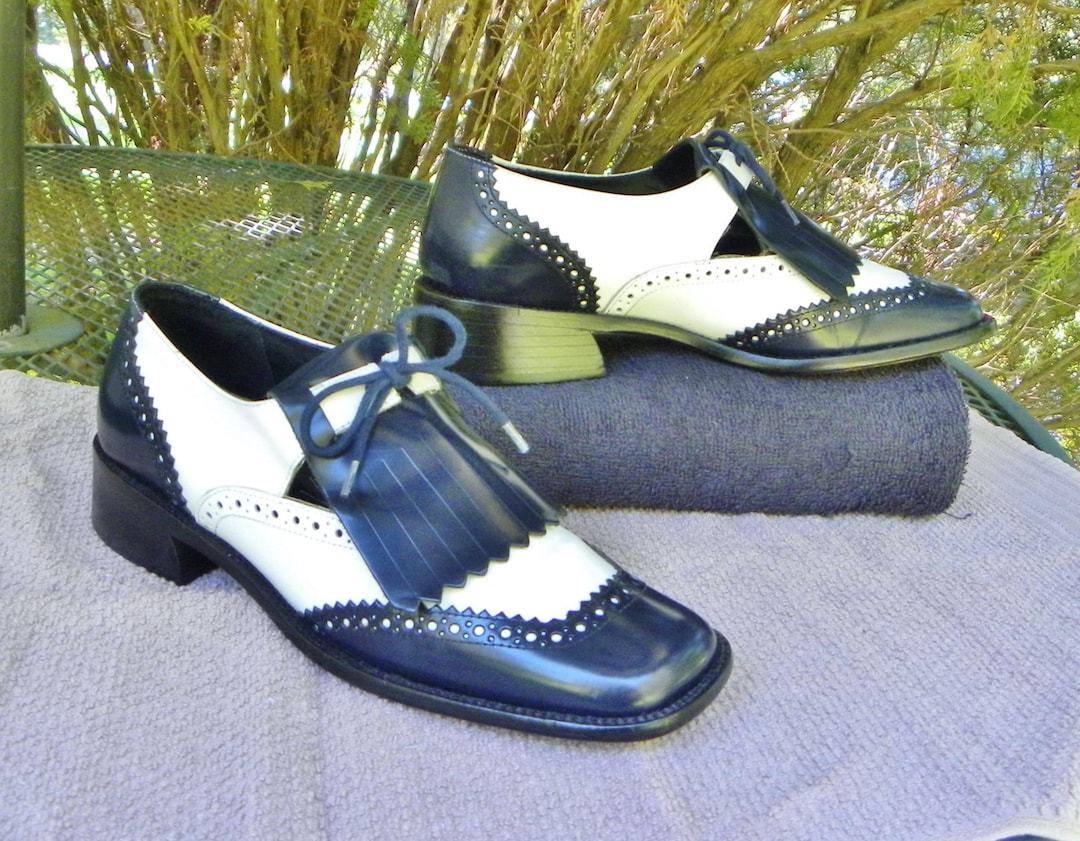 Vintage Brazil Kenneth Cole Leather SPECTATOR LOAFERS GQ Wingtip Brogue ...