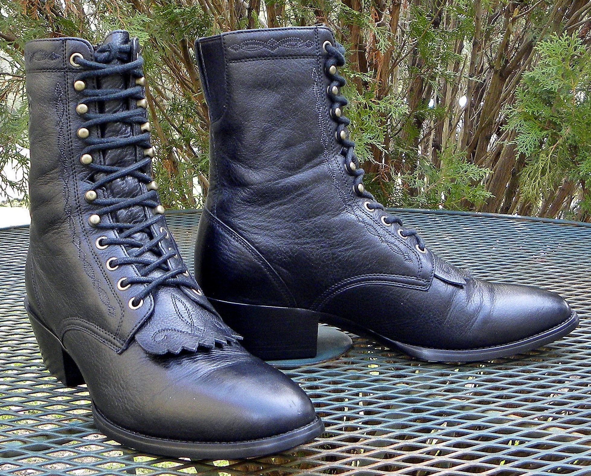 Black Cowboy Lace Up Boots