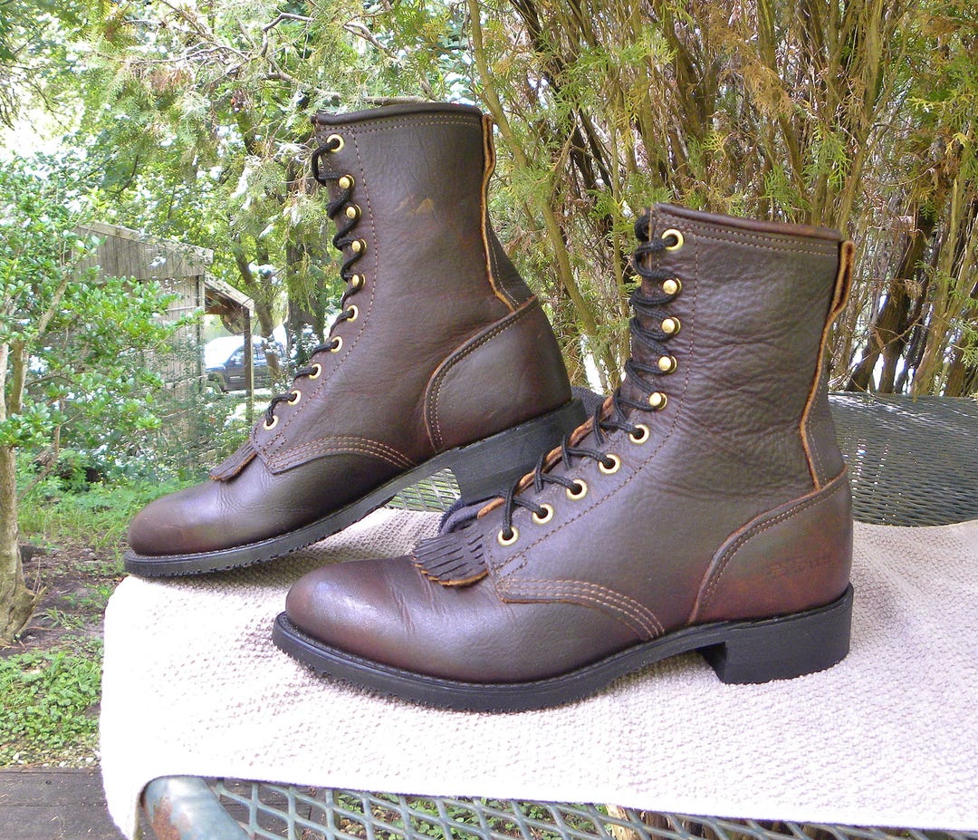 Vintage PD Tuff USA Leather Paddock Boots Union Made Mahogany Western ...