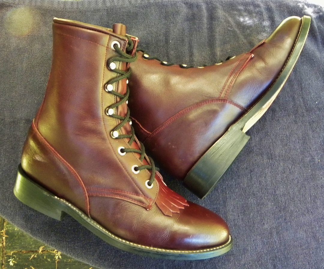 Vintage Mexico COWTOWN Leather Paddock Boots Western Lace up Work ...