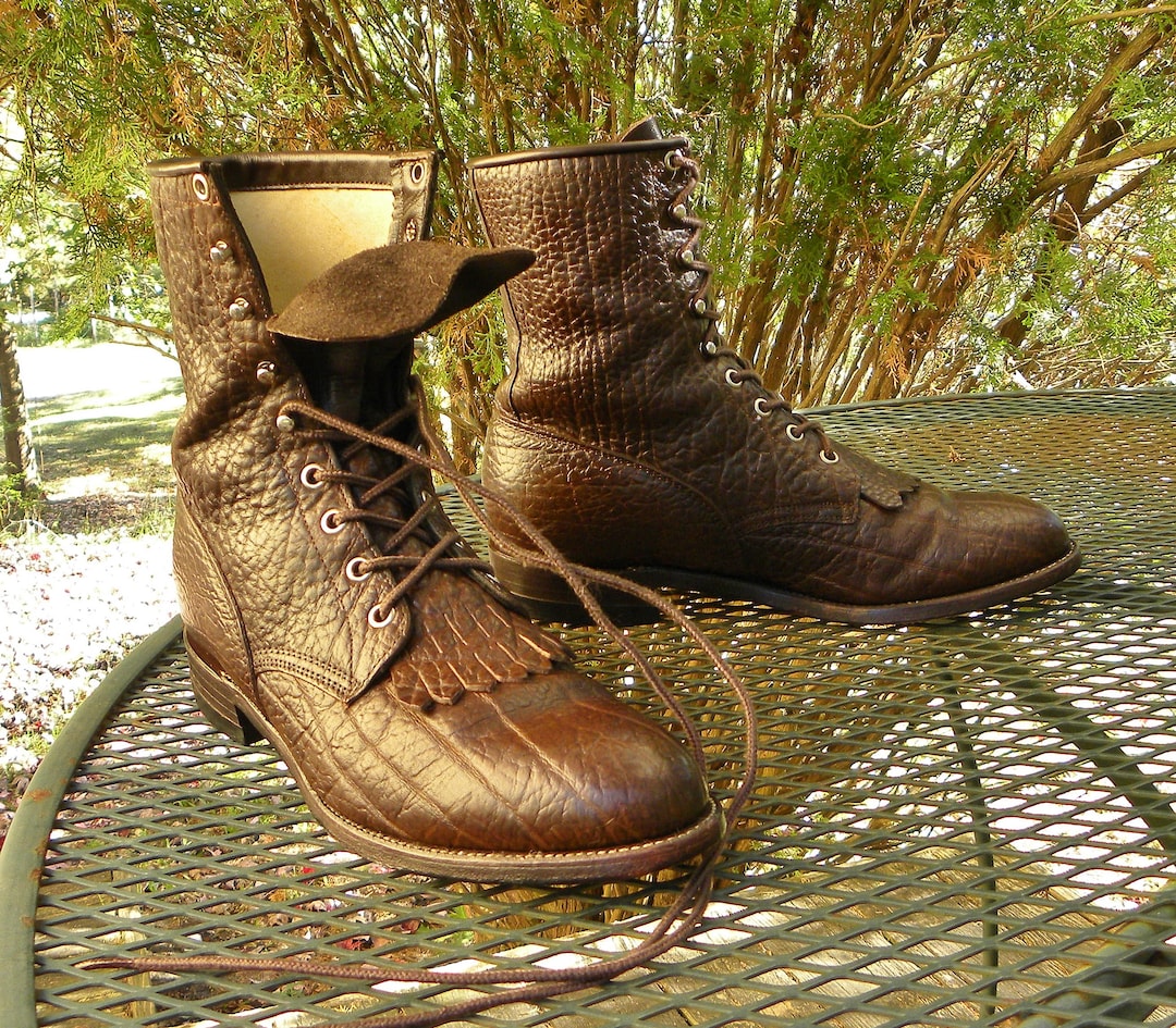 Vintage USA Justin BULLHIDE Leather Paddock Boots-brown Hulk-skin ...