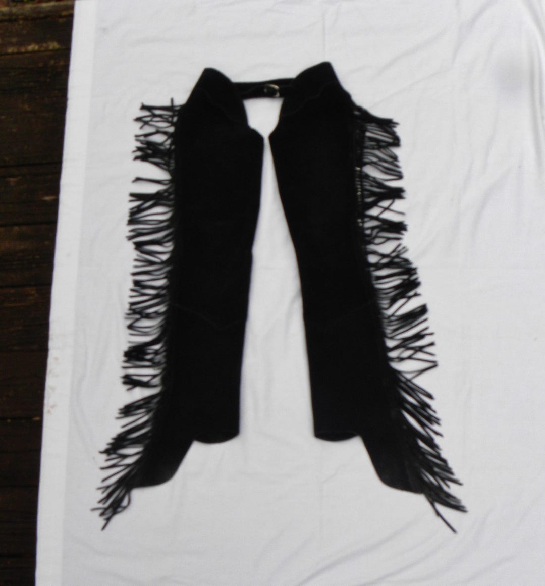 Vintage Barnstable USA Suede Leather YOUTH CHAPS Black Fringed Custom ...