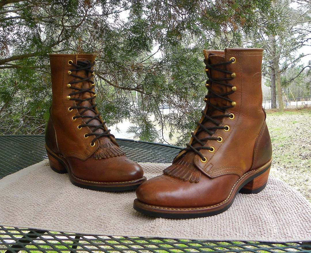 PD Tuff USA UNION Made Leather Packer Western Boots Browns Working Lace ...