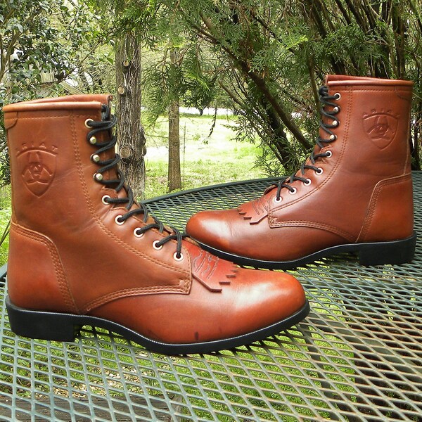 Brown Lace up Boots - Etsy