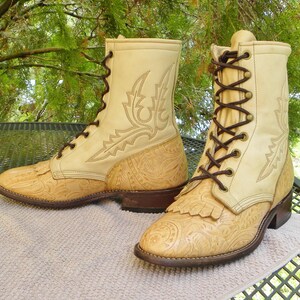 Vintage Larry Mahan USA Nattool Leather Paddock Boots Western Lace up ...