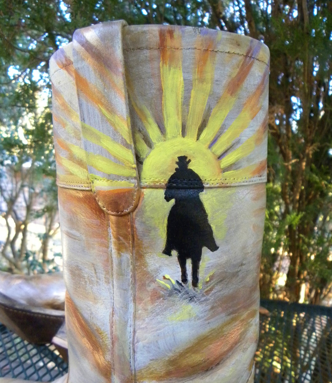 Vintage "high Plains Drifter" Leather Campus Boots--hand Painted ...