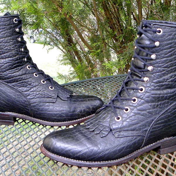 Vintage Justin Lace up Boots - Etsy