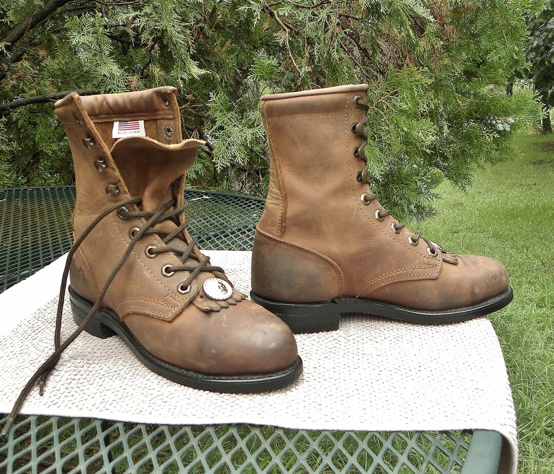 Vintage PD Tuff USA Apache Leather Paddock Boots -silver Conchos -oiled ...
