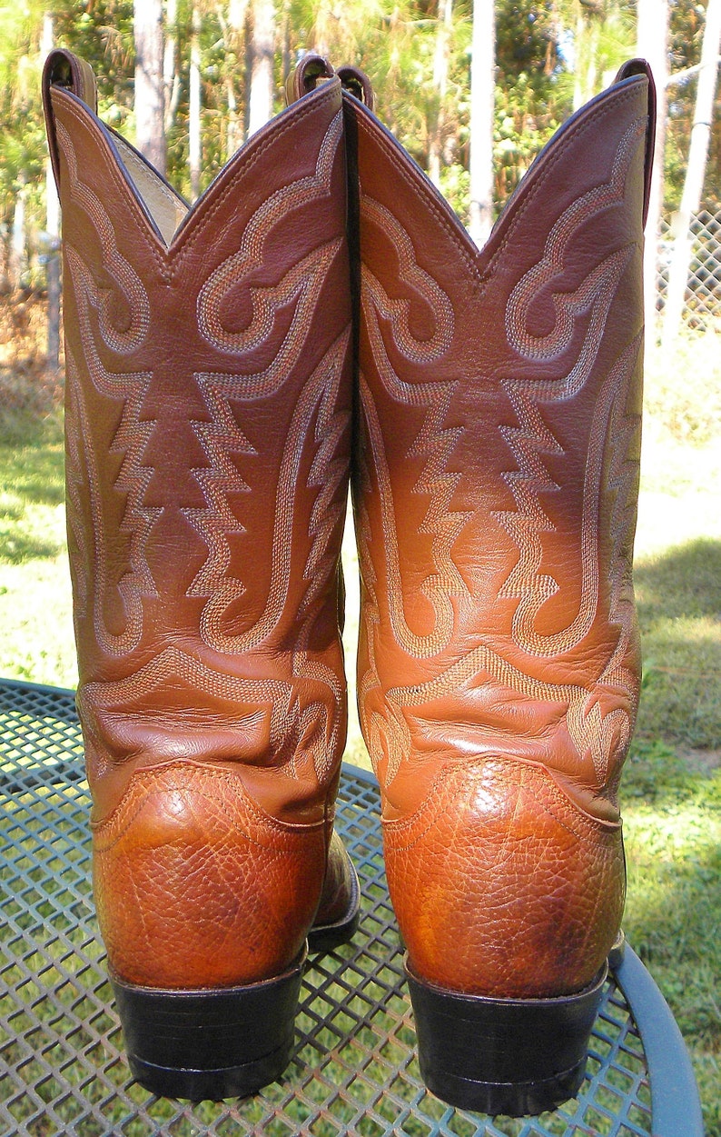 Vintage USA Justin All Leather Western Boots - Brown Bullhide Feet New ...