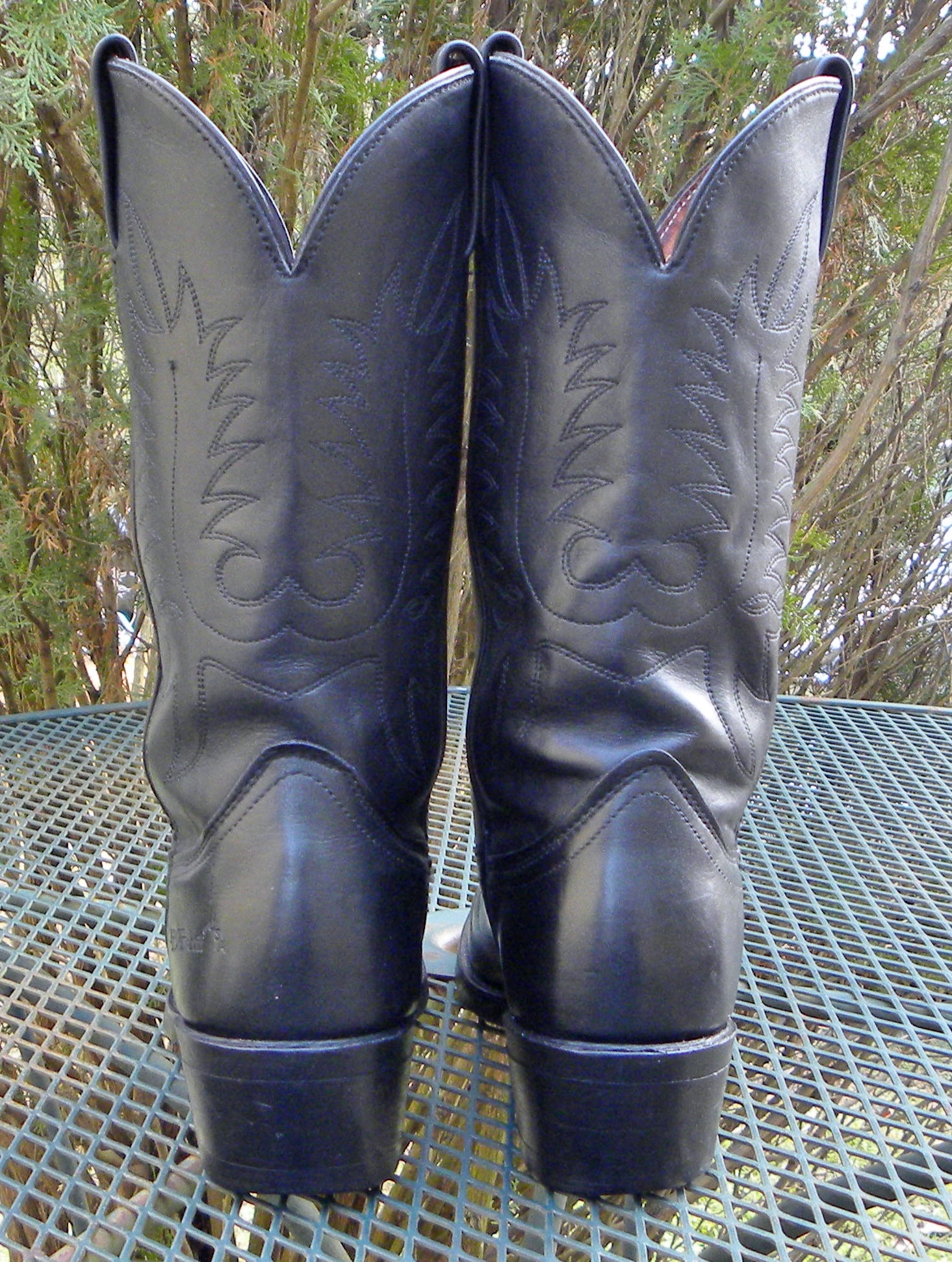 Vintage PD Tuff USA Leather Western Boots--12" Tall Black Working ...