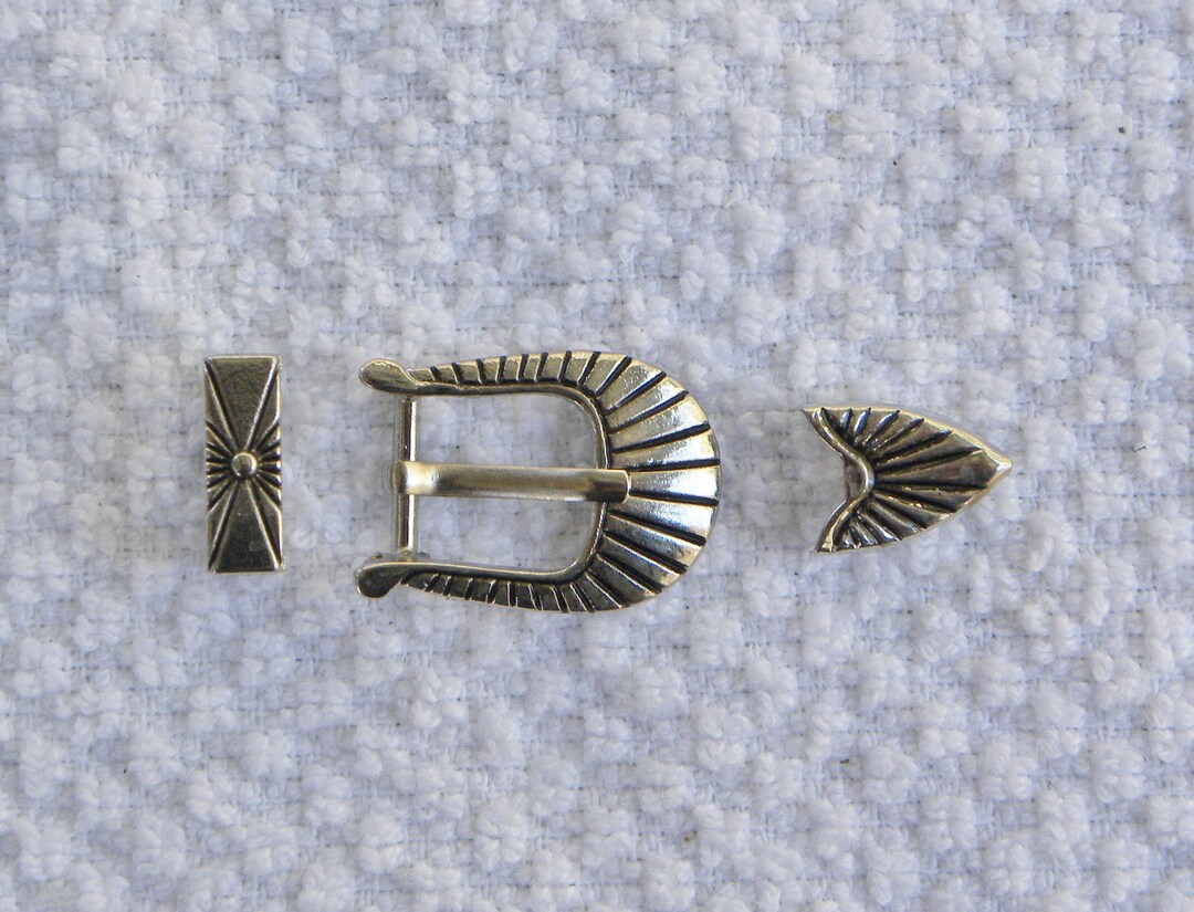 Tandy 3 PC Silver Mini 3/8" Buckle Set - Fits 3/8" Hatband or Bracelet ...