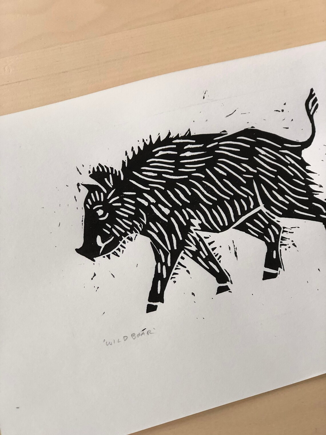 Wild Boar Art Print/ A5 Unframed Wall Art / Linocut Fine Art/ | Etsy