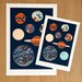 Space Print / Unframed Wall Art / Astronomy Planets / Illustrated ...