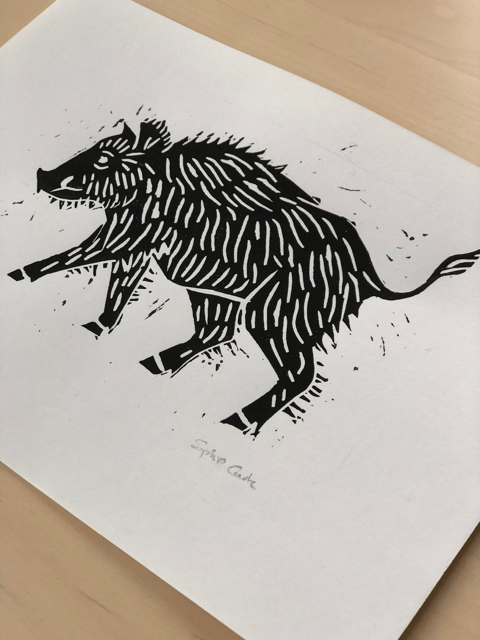 Wild Boar Art Print/ A5 Unframed Wall Art / Linocut Fine Art/ | Etsy