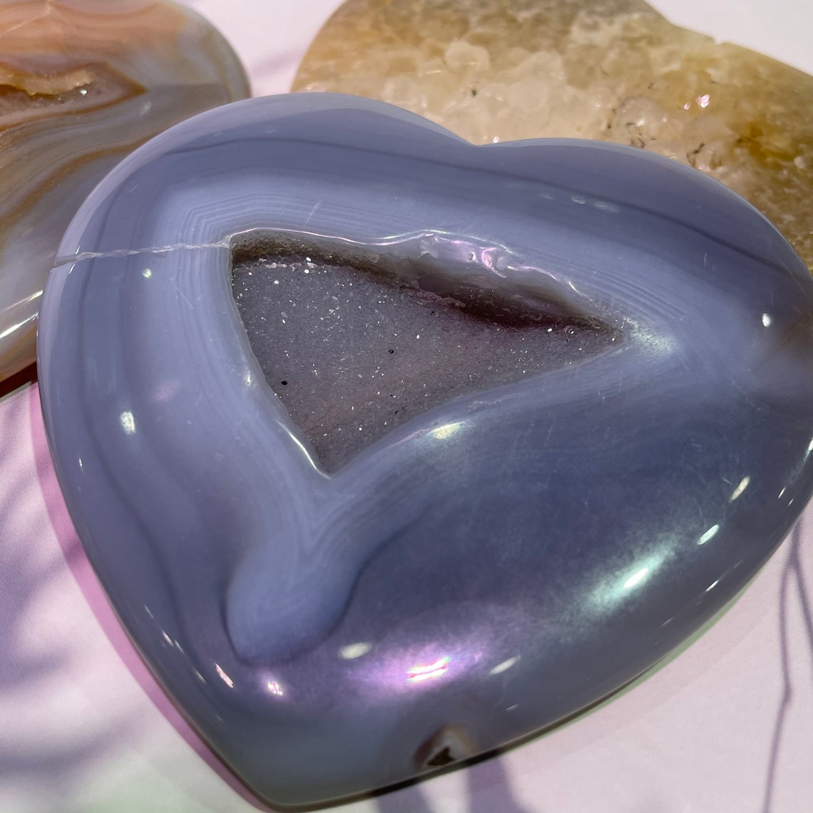 Agate heart-shaped natural agate heart-shaped stone 520 | Etsy