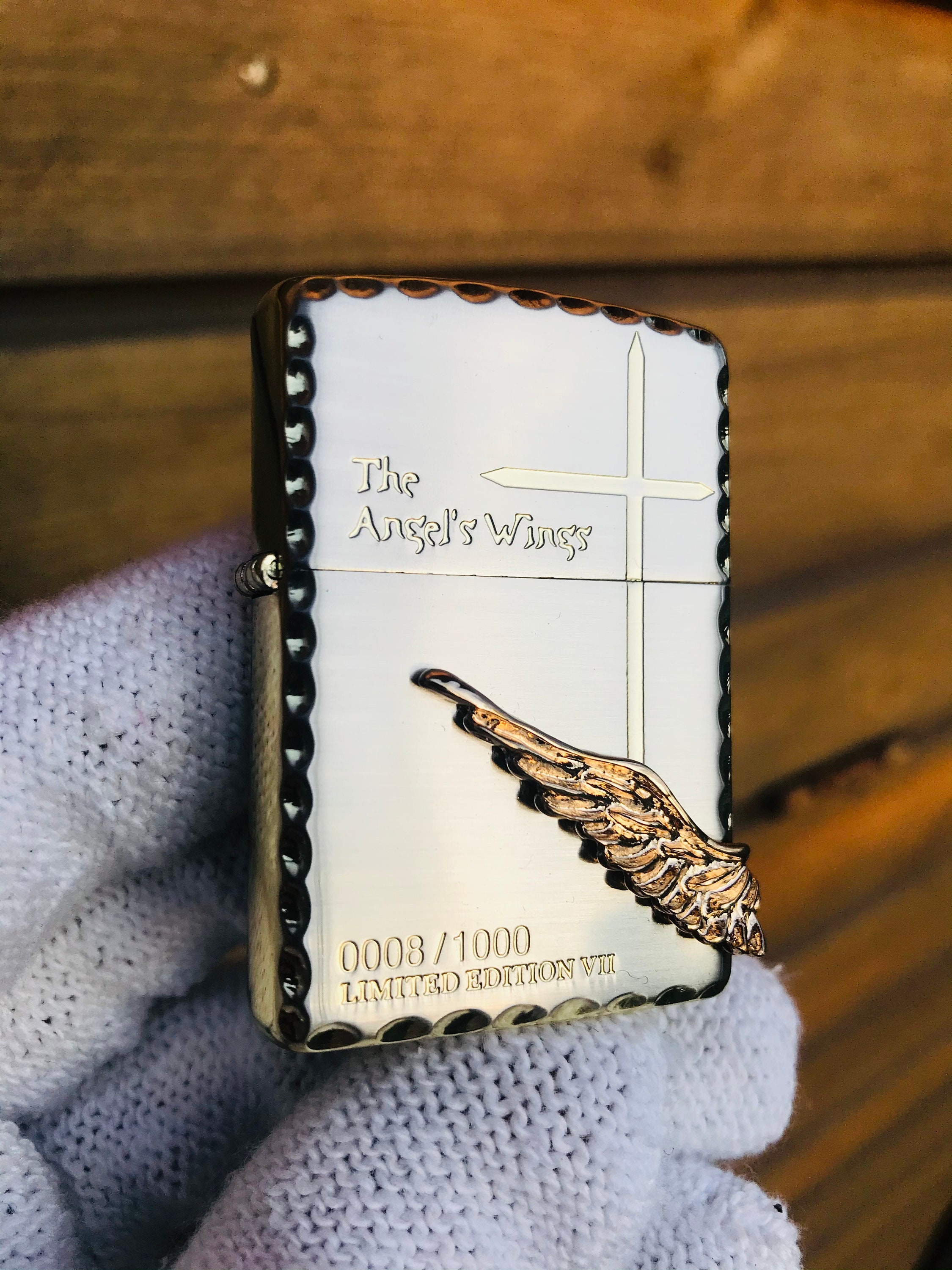 Windproof Kerosene Lighter Golden Angel Wings 3D Zippo Lighter Custom ...