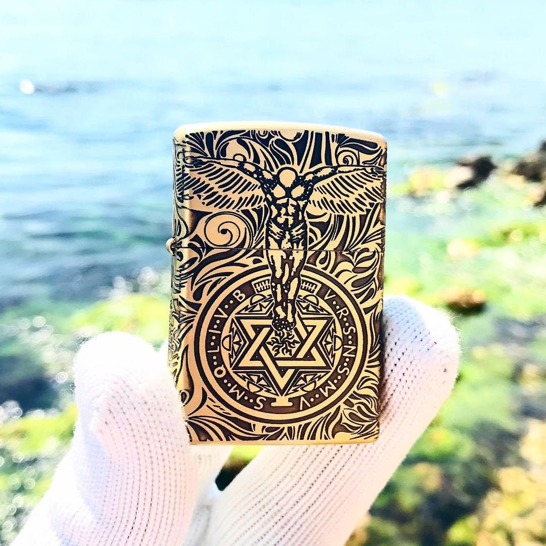 Windproof Kerosene Lighter Golden Angel Wings 3D Zippo Lighter Custom ...