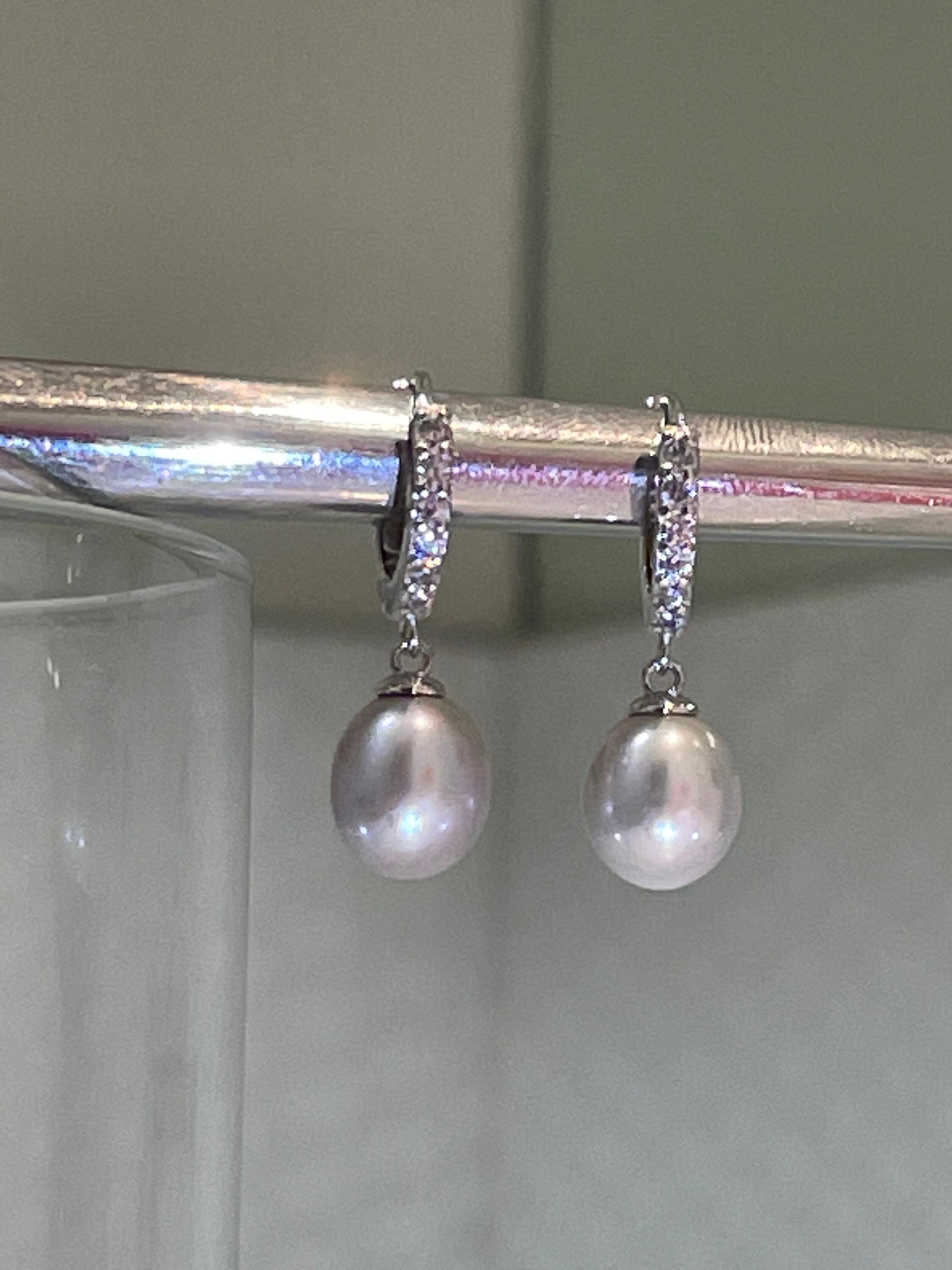 Kate Middleton Natural Pearl and Diamond Earrings in Gray - Etsy