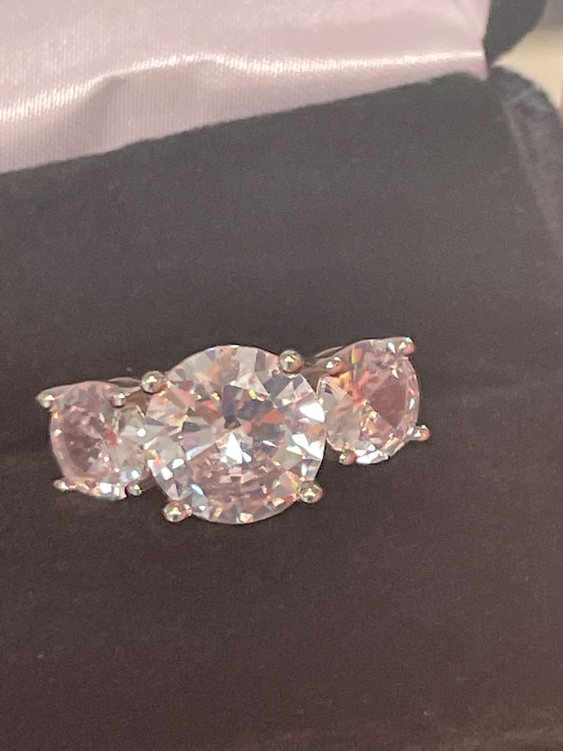 Meghan Markle 3 Large Stone Engagement Ring Silver White Gold - Etsy