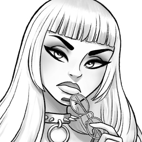 Mermaid Pin-up 02 Printable Adult Coloring Page Instant | Etsy