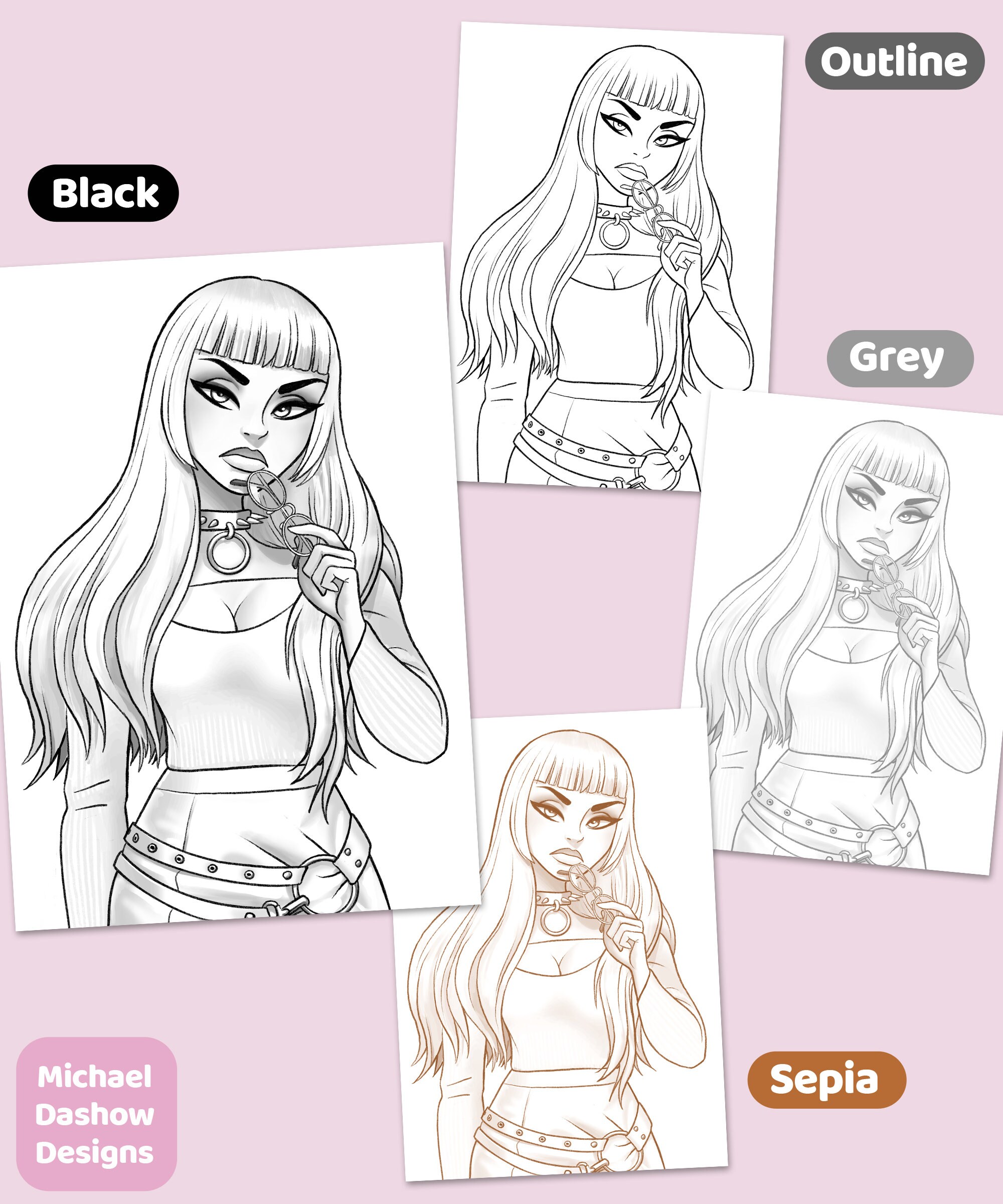 Serious Looks Printable Adult Coloring Page Instant - Etsy