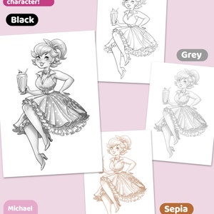 Rockabilly 3-pack | Printable Adult Coloring Pages | Instant Download ...